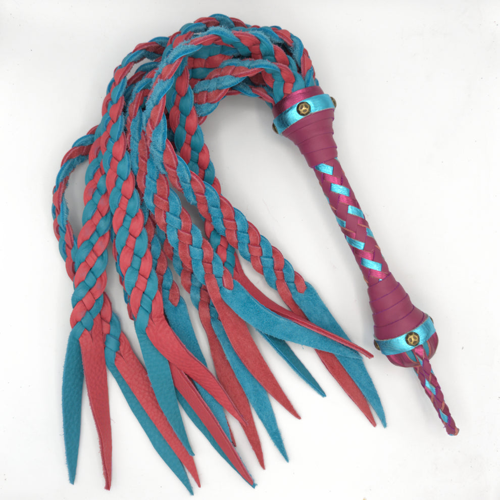 Flat Braided Cat-o-Nine Style Bullhide Leather Flogger - Custom Braide ...