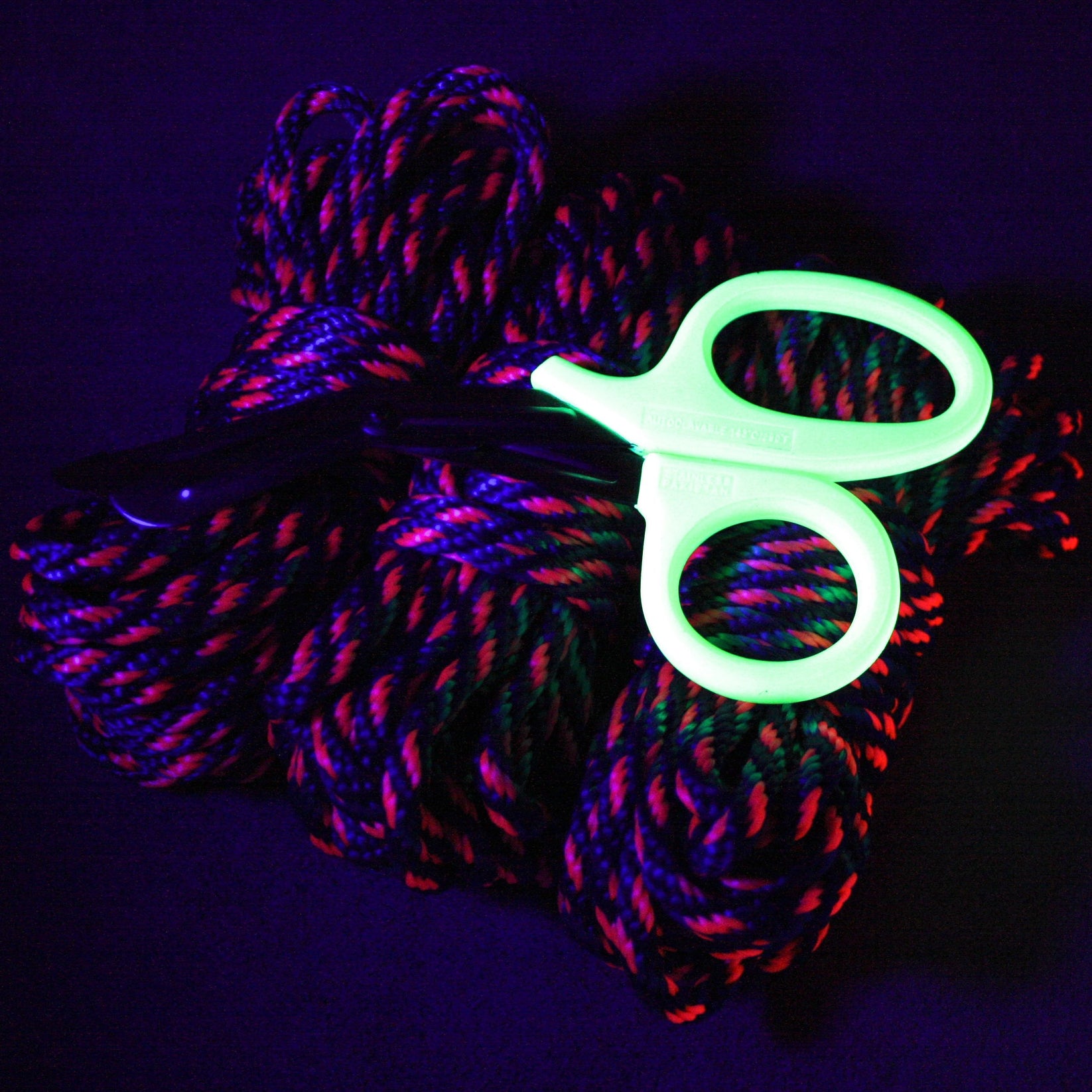 Blacklight Reactive Bondage Rope - 1/4" / 6mm - Custom Length - UV Rea ...